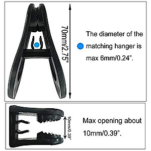 Kadiss Hanger Clips 30 Pack, Multi-Purpose Hanger Clips for Hangers, Black Finger Clips for Plastic Clothes Hangers, Pants Hangers Clips