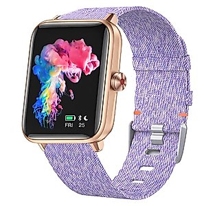 Lamshaw GT01 Smartwatch Band, Breathable Nylon Woven Fabric Replacement Accessory Strap Compatible for Dirrelo GT01 / LETSCOM GT01 1.55" / Hamile Smart Watch/Fitpolo GT01 Smartwatch (Purple)