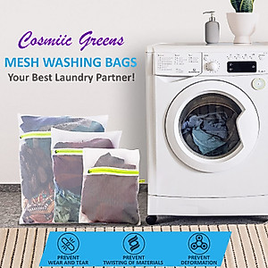 Cosmiic Greens 3 Pcs (S1/M1/L1) Mesh Laundry Washing Bags with Premium Rust Free Zipper, Storage Bag, Store Dirty Clothes, Washing Bags, Blouse, Bra, Hosiery, Lingerie, Stocking, Jeans (Polyester)