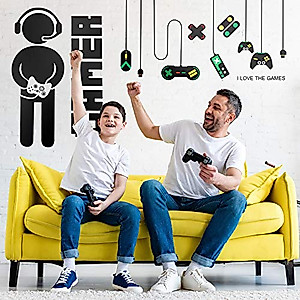 3 Sheets Game Wall Stickers Video Game Wall Decals, Vinyl Gaming Wall Stickers Eat Sleep Game Wall Decal for Boys Kids Men Bedroom Home Playroom (Separated Game Boy Style)