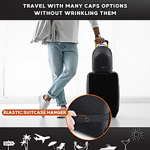 CAP10 Premium Hat Travel Case & Box - Superior Vegan Leather Cap Carrier & Organizer for Baseball Caps, New Era | Stylish Travel Hat Box for Ultimate Storage & Protection, Detachable Eyewear Box