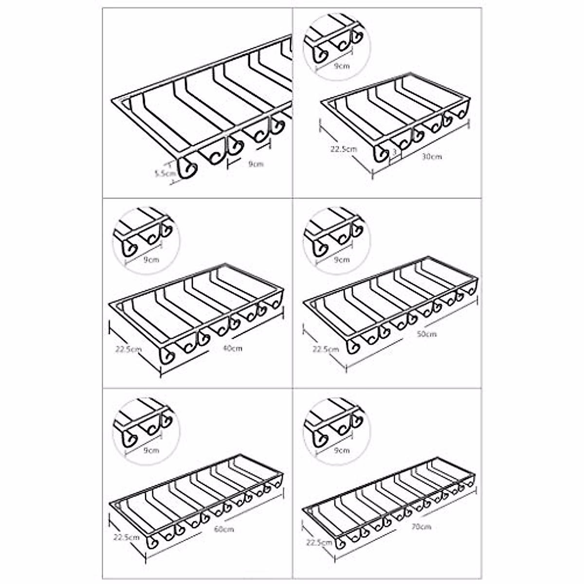 Hanging Basket Wine Rack Goblet Upside Down Not Easy to Rust Wine Storage Display Stand J1116, PIBM, Gold, 70cm*22.5cm