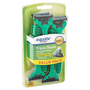 Equate Triple Blade Disposable Razors for Men, 8 Ct