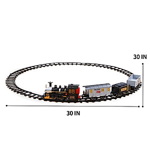iHaHa Electric Train Set for Kids, Battery-Powered Train Toys Include Locomotive Engine, 3 Cars and 10 Tracks, Classic Toy Train Set Halloween Birthday for 3 4 5 6 Years Old Boys Girls