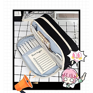 UNMULFC Large Pencil Pouch for Adult for Women Dog Puppy Multi-Pocket Y2K Kawaii Cute Aesthetic Case Box holder Estuche para lapices Organizer Mini Makeup Bag (black)