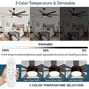 Viossn Ceiling Fans with Lights and Remote, 72 Inch Large Ceiling Fan with Light 7 Blades,Reversible, Dimmable, Outdoor Ceiling Fan with 20" Downrods for Bedroom Living Room Patio