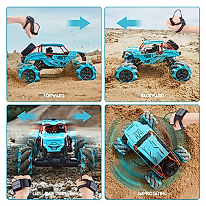 TADOZIC 1:14 Scale 4WD Metal Gesture Sensor RC Car, 360° Rotating Hand Controlled Monster Truck All Terrains Remote Control Car Vehicle Stunt Car with Rechargeable Batteries for Boys Kids and Adults