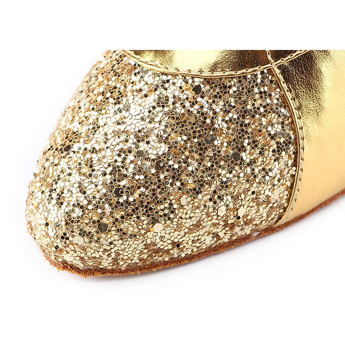 Honeystore Women's Glitter Sequin Mary Jane Latin Ballroom Dance Shoes 1920s Prom Salsa Performance Gold 9.5 B(M) US