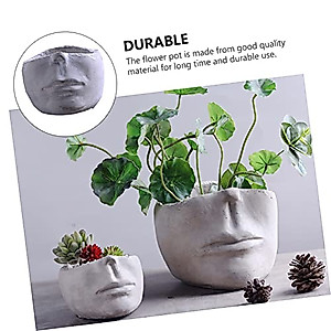 DIKACA Container Succulents Tabletop Desktop Plant Head Vase Houseplants Annuals Face Decor Statue Bonsai Unique Ornament Creative Garden Planter Design Shaped Flower Sculpture Succulent