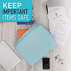FLYPAL Large Silicone Waterproof Fire Resistant Document Bag. Patented Airtight Zip Lock Seal. Watertight Pouch Holder for Laptop, Documents, Files & Valuables. Insert Bag to Fireproof Bags (16”x12”x3.5”)
