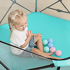 Minnebaby Hexagon Playpen Mat Compatible with Graco Traveler Playard & Regalo Play Yard, Self Inflating Playard Pad, Comfortable and Portable Playmat with Carrying Bag - Blue