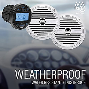 Sound Storm Laboratories SGR3.62 Weatherproof Marine Gauge Receiver and Speaker Package - IPX6 Rated Receiver, Bluetooth, USB, AM/FM Tuner, No CD Player, 6.5 Inch 2-Way Speakers x 2, Dipole Antenna