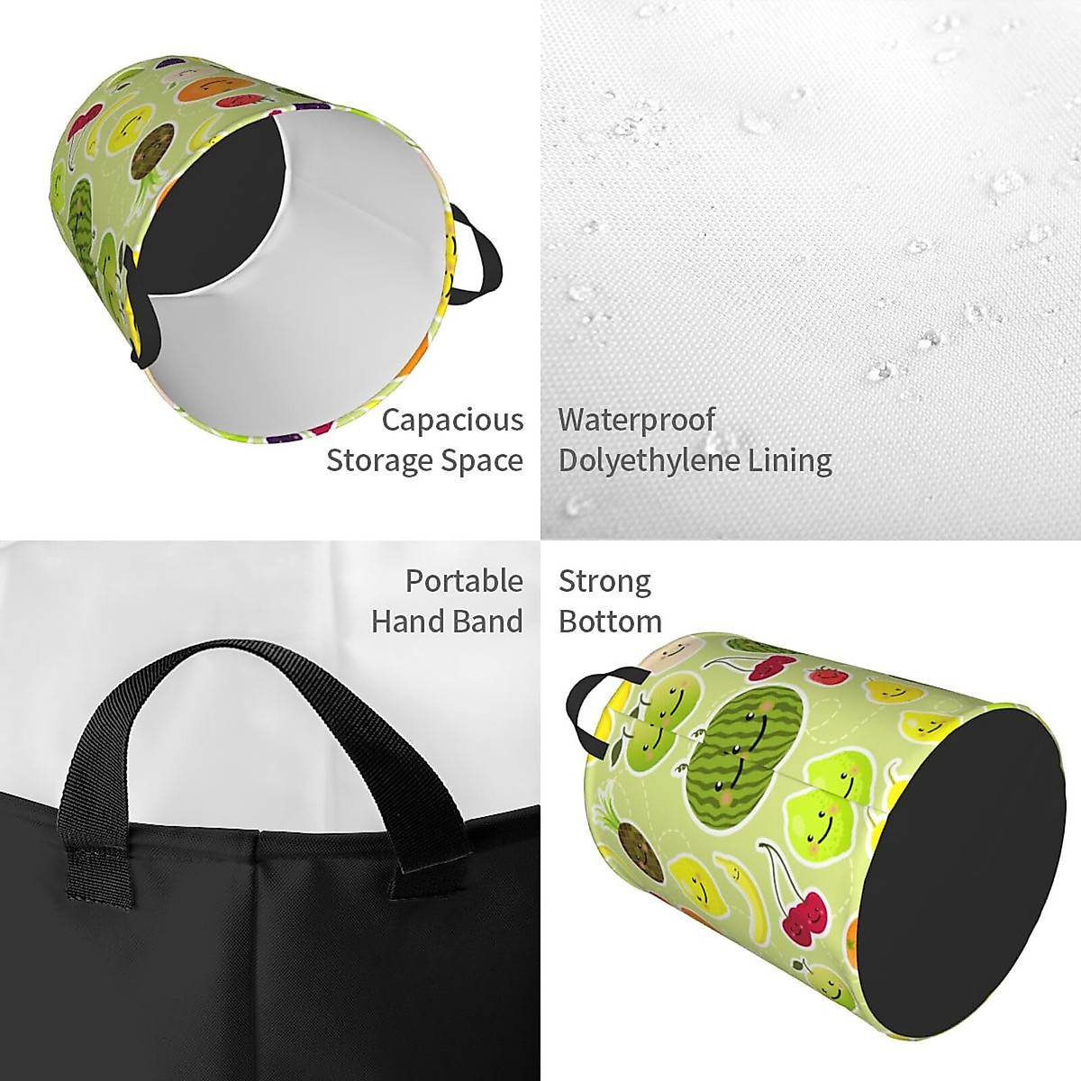 Cute Fruits Laundry Basket Hamper Dirty Clothes Hamper For Laundry Waterproof Laundry Baskets with Handles Storage Basket for Toys Clothes Organizer Bedroom Decor