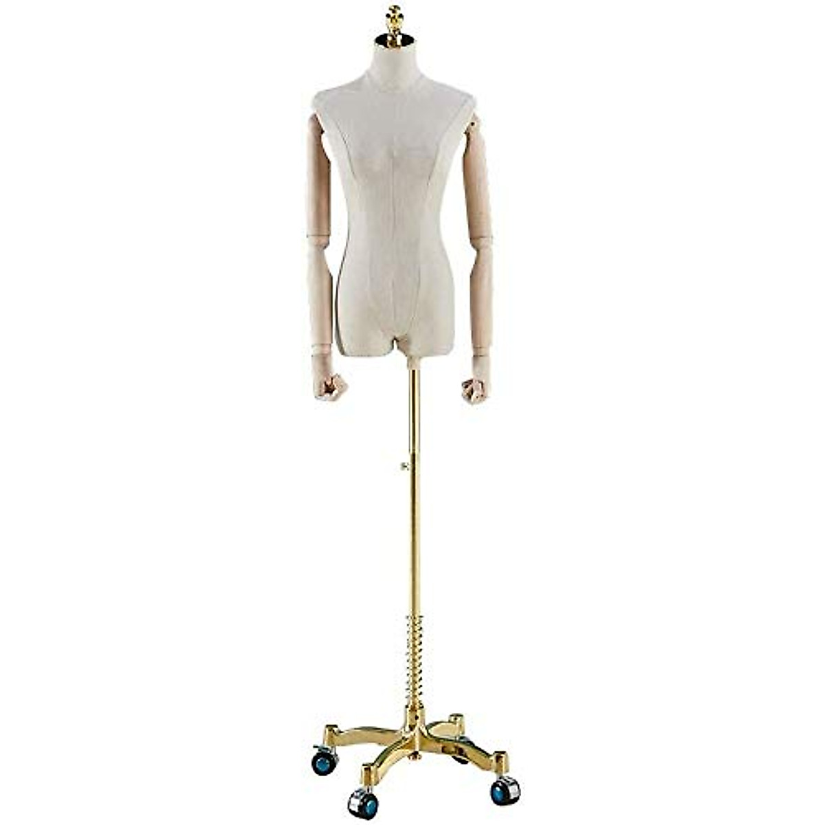 Tailors Dummy Mannequins Female Tailors Dummy Mannequin Dressmakers Dummies Fashion Students Display Bust Torso Wood Arm Adjustable for Clothing Display Stand Dressform Mannequin