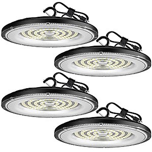 UFO LED High Bay Light,150W 4Pack 22500LM,Shop Lights,IP66 Waterproof Lights for Workshop, Warehouse, Barn,Garage, Factory, Gym, Industrial Lighting, Commercial Lights,6500K Daylight,with US Plug