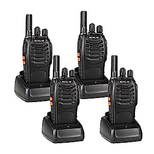 Retevis H-777 Radios Walkie Talkies Rechargeable, 2 Way Radio Long Range, Short Antenna, License-Free, LED Flashlight, Emergency Alarm(4 Pack)