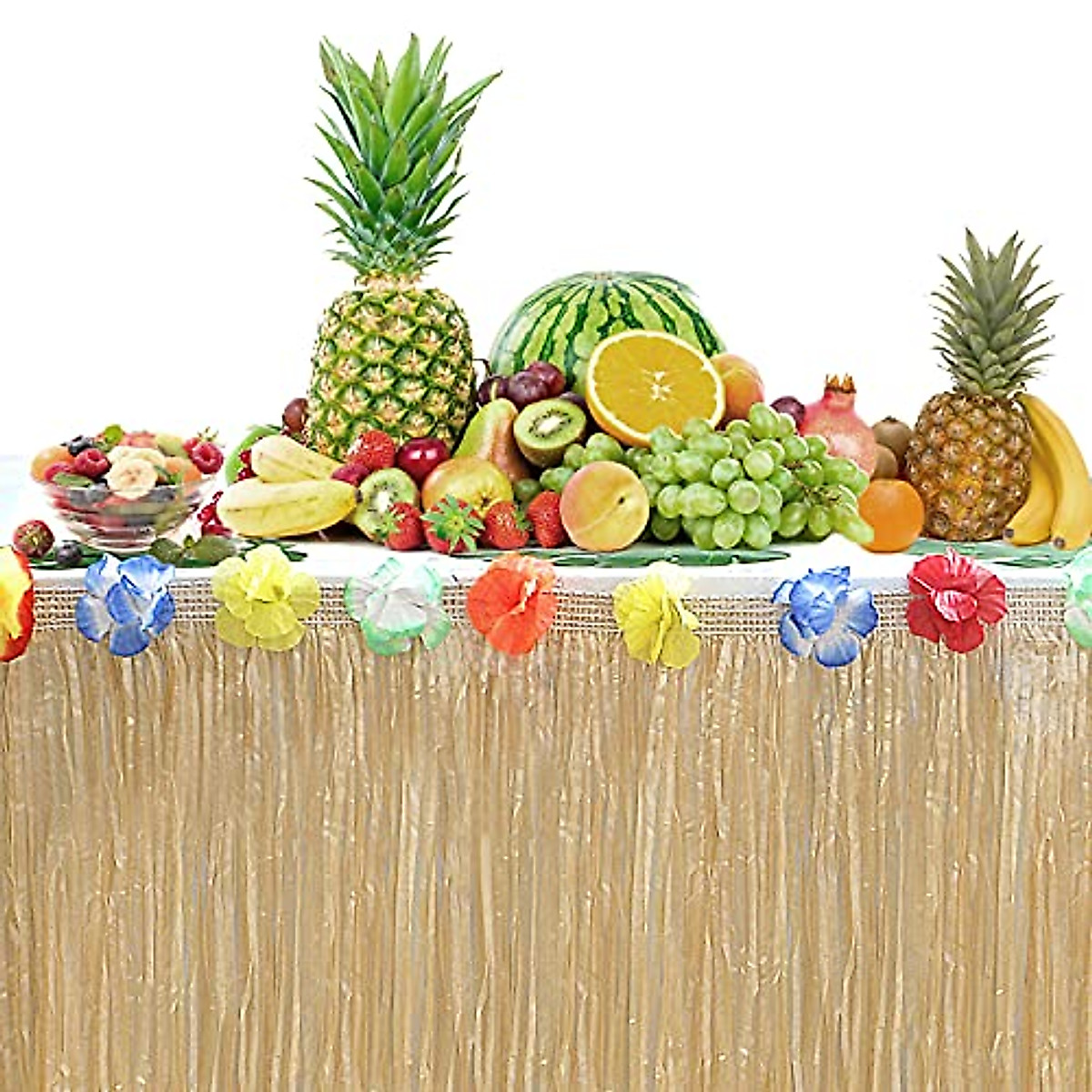 Grass Skirt Hawaiian Luau Party Decorations, Luau Table Skirt Hawaiian Birthday Theme for Party Supplies