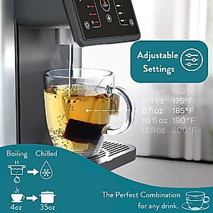 Aqua Optima AUR002 Improved Quick Heating Hot Water Dispenser, Water Cooler, Electric Kettle, Countertop Water Filter, 7 Temperatures, Dispenses Cold Water, Zero Installation, Includes 1 Filter