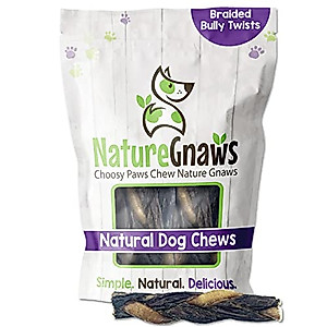 Nature Gnaws - Braided Twists for Dogs - Premium Natural Beef Dog Chew Treats - Combo of Bully Sticks and Beef Gullet - Long Lasting Training Reward
