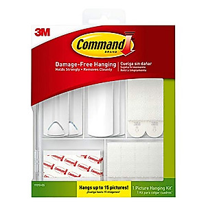 Command Clear Variety Kit, Hooks and Strips to Hang Up to 19 Items, Organize Damage-Free & Picture Hanging Kit, Indoor Use, Hangs up to 15 Pictures