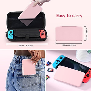 JINGDU 24-Slot Switch Game Card Case Compatible with Switch Games & micro SD Cards, the Games Holder Organizer Suitable for NS, Lite & OLED Game Cards, Pink