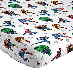 Jay Franco Marvel Avengers Fighting Team Full Sheet Set - 4 Piece Set Super Soft and Cozy Kid's Bedding - Fade Resistant Microfiber Sheets (Official Marvel Product)