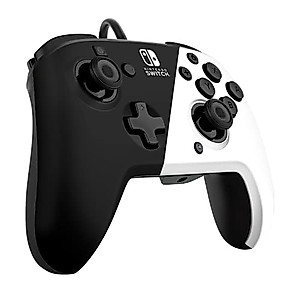 PDP Gaming Faceoff Deluxe+ Wired Switch Pro Controller - Officially Licensed by Nintendo - OLED Model- Black/White - Nintendo Switch