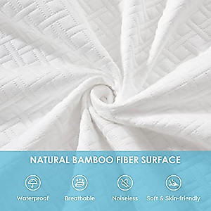 Cozymaker Queen Size 100% Waterproof Mattress Protector，Premium Bamboo Mattress Cover 3D Air Fabric Smooth Soft Breathable Mattress Pad Cover Noiseless Washable, 8-21" Deep Pocket (White, Queen)