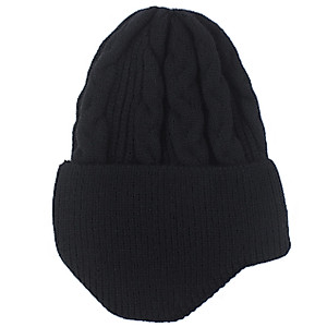 Muryobao Womens Winter Beanie Hat Slouchy Knit Hats Soft Warm Ski Skull Cap with Ear Flaps Black