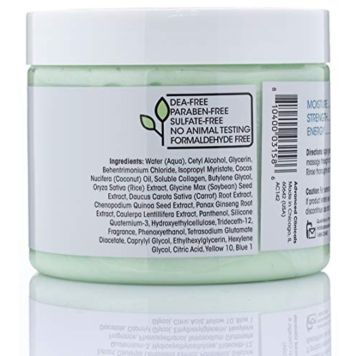 Advanced Clinicals Collagen Hair Mask Treatment Deep Protein Conditioner To Strengthen Color-Treated Hair, Fortifying Hair Repair Mask W/Quinoa & Coconut Oil Restores Weak Hair, Large 12 Fl Oz