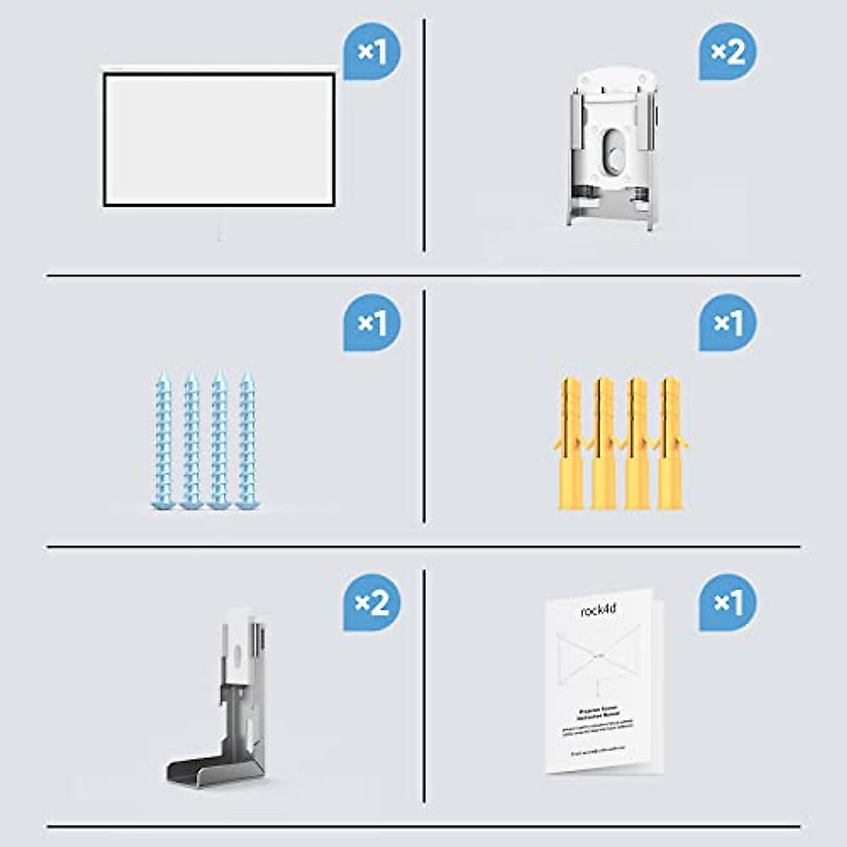 100'' HD Photon Projector Screen 16:9 - Auto-Locking Projection Screen for 4K 3D 1080P HD, ROCK4D Manual Projector Screen Pull Down for Home Cinema Theater Office Education Outdoor Indoor Movies