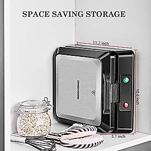 REDMOND Waffle Maker, Nonstick 4 Slice Square Waffle Iron, Compact Classic Stainless Steel Waffle Maker for Family Use Breakfast, 1300W, Black