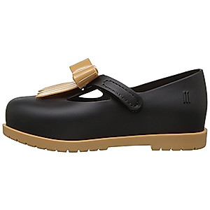 Mini Melissa Kids' Mini Classic Baby Ii Mary Jane Flat,Black/Beige,8 Regular US Toddler