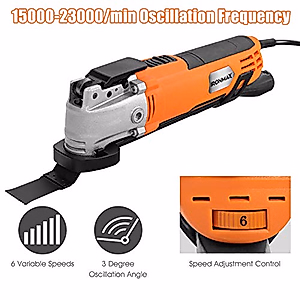 Goplus Oscillating Tool, 1.5A Oscillating Multi Tool with 3° Oscillation Angle, Variable Speeds, Dust Collection and 14pcs Accessories for Cutting, Sanding, Trimming and Removing Flooring