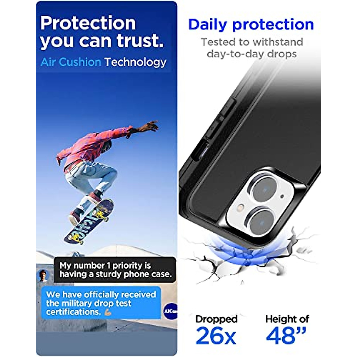 AICase for iPhone 14 Case(6.1") Case,Heavy Duty 3-Layer Rugged Pocket-Friendly Phone Case,Durable Military Grade Protection Shockproof/Drop Proof/Dust-Proof Protective Cover for iPhone 14 Case 6.1"