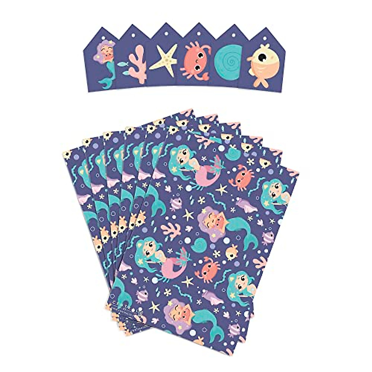 CENTRAL 23 Mermaid Wrapping Paper - 6 Gift Wrap Sheets For Girls - Underwater Creatures - Baby Girl Wrapping Paper - Recyclable