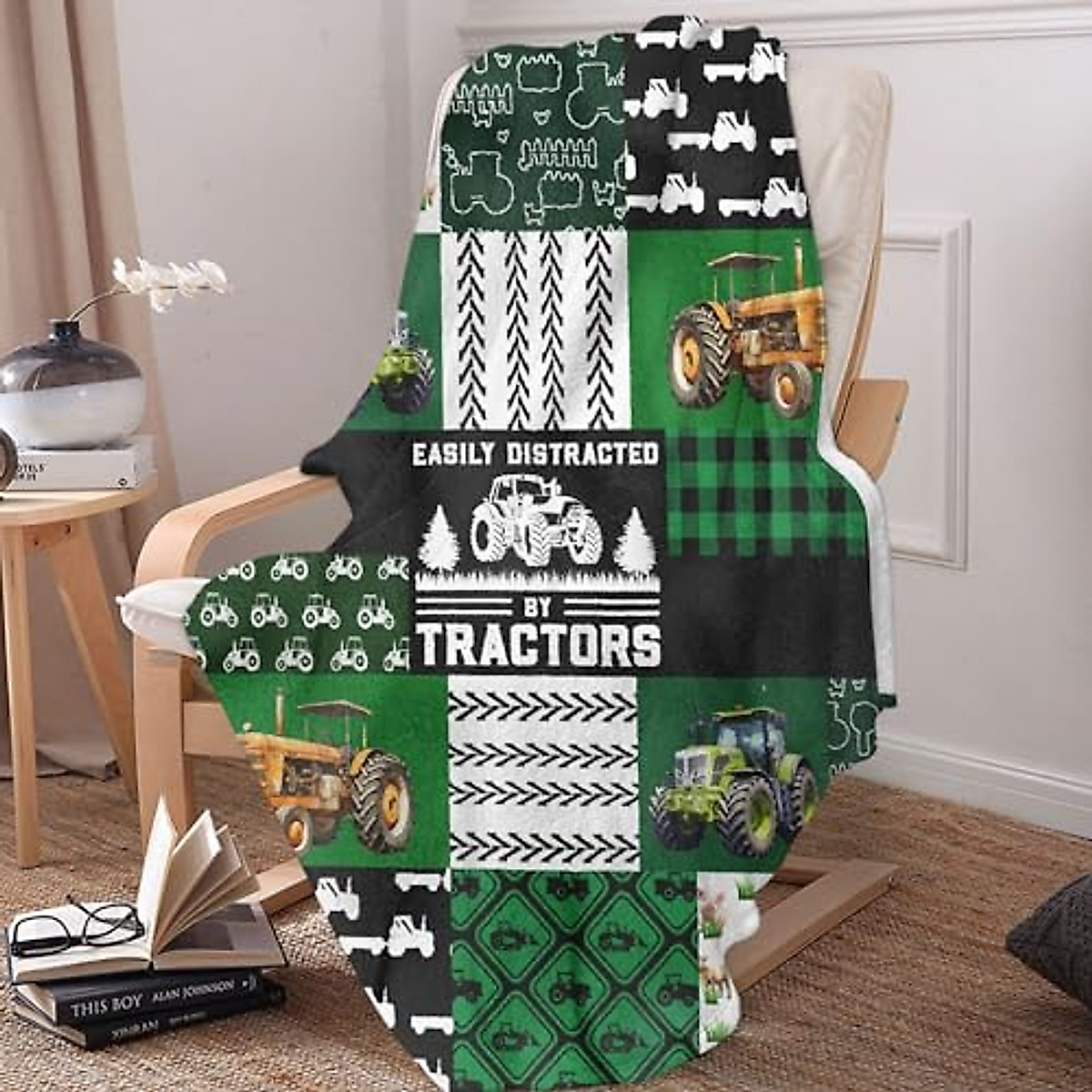 Tractor Blanket-Tractor Blanket for Boys, Girls Tractor Gift for Tractor Lovers-Cozy Soft Flannel Lightweight and Warm Used for Room Bed Camping 40"x50" for Kids Children