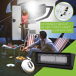 Leisure LED 2X RV Exterior Porch Utility Light XL 12v 650 Lumen Lighting Fixture. Replacement Lighting for RVs, Trailers, Campers, 5th Wheels Black Base Clear Lens (Black, 2-Pack)