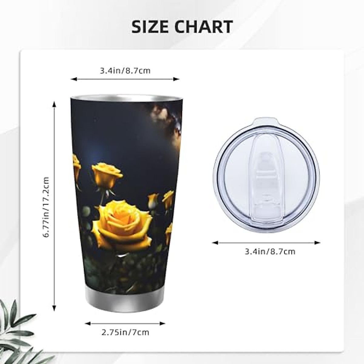 WXZYFP Car cup (single silver rim), can use a straw or drink directly, easy to use.Beautiful yellow roses