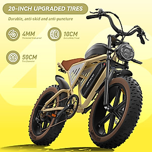 EOSBIKE JANSNO Electric Bike 20" x 4.0 Adult Electric Bike with 750W Brushless Motor with Unlockable Rage Mode, 48V 34Ah Modular Dual Batteries, Extra Long Range, 7-Speed Transmission UL Listed