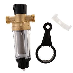 Water Prefilter System, Stainless Steel Brass Whole House Spin Down Pre-Filter to Remove Sediment, Rust, Sand, Well Water Sediment Pipe Filter - 0.75inch