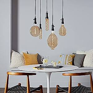 GE Lighting Vintage Style Pendant Light Fixture for Medium Base Bulb, 60-Watt Maximum, Black, 1-Pack