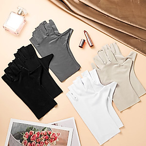 4 Pairs Sun Protection UV Gloves for Woman Half Finger Woman Touchscreen Gloves Fingerless Woman Sunblock Gloves for Outdoor (Black, White, Beige, Gray, Classic)