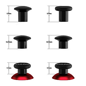 eXtremeRate ThumbsGear Interchangeable Ergonomic Thumbstick for PS5 Controller, for PS4 All Model Controller - 3 Height Domed and Concave Grips Adjustable Joystick - Chrome Red & Black