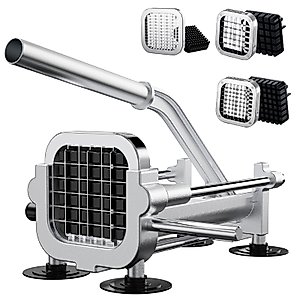 Eascandy French Fry Cutter, Heavy Duty Potato Slicer, Stainless Steel Potato Cutter for Sweet Potato, Carrot, Yam, Cucumbers. (1/2&3/8&1/4 Cutter)