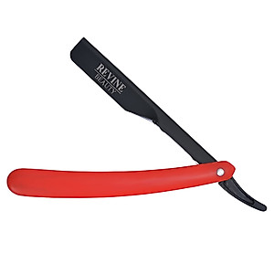 Barber Straight Razor - Professional Cut throat Premium Quality Plastic Handle Shaving Razor, 10 Double Edge Blades Kit (Red Black)