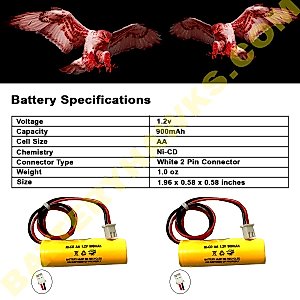 (5 Pack) OSA268 EXR LED EL M6 AA900mAh 1.2v Ni-CD AA 900mAh 1.2v Battery Exit Sign Emergency Light BST D-AA900BT Custom-332 ELB CS01
