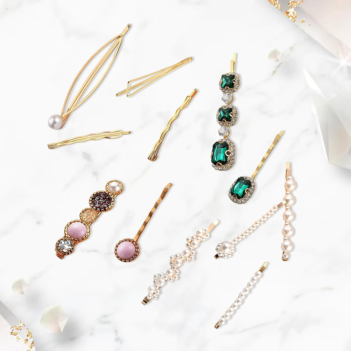 Wekin Hair Clips, 20 Pcs Hair Barrettes for Women & Girls, Acrylic Pearl Alligator Clips, Hair Accessories for Women