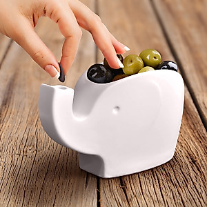 Genuine Fred Oliver Ceramic Elephant Tidbit Bowl, White, 1 cups, Size Pillow-130