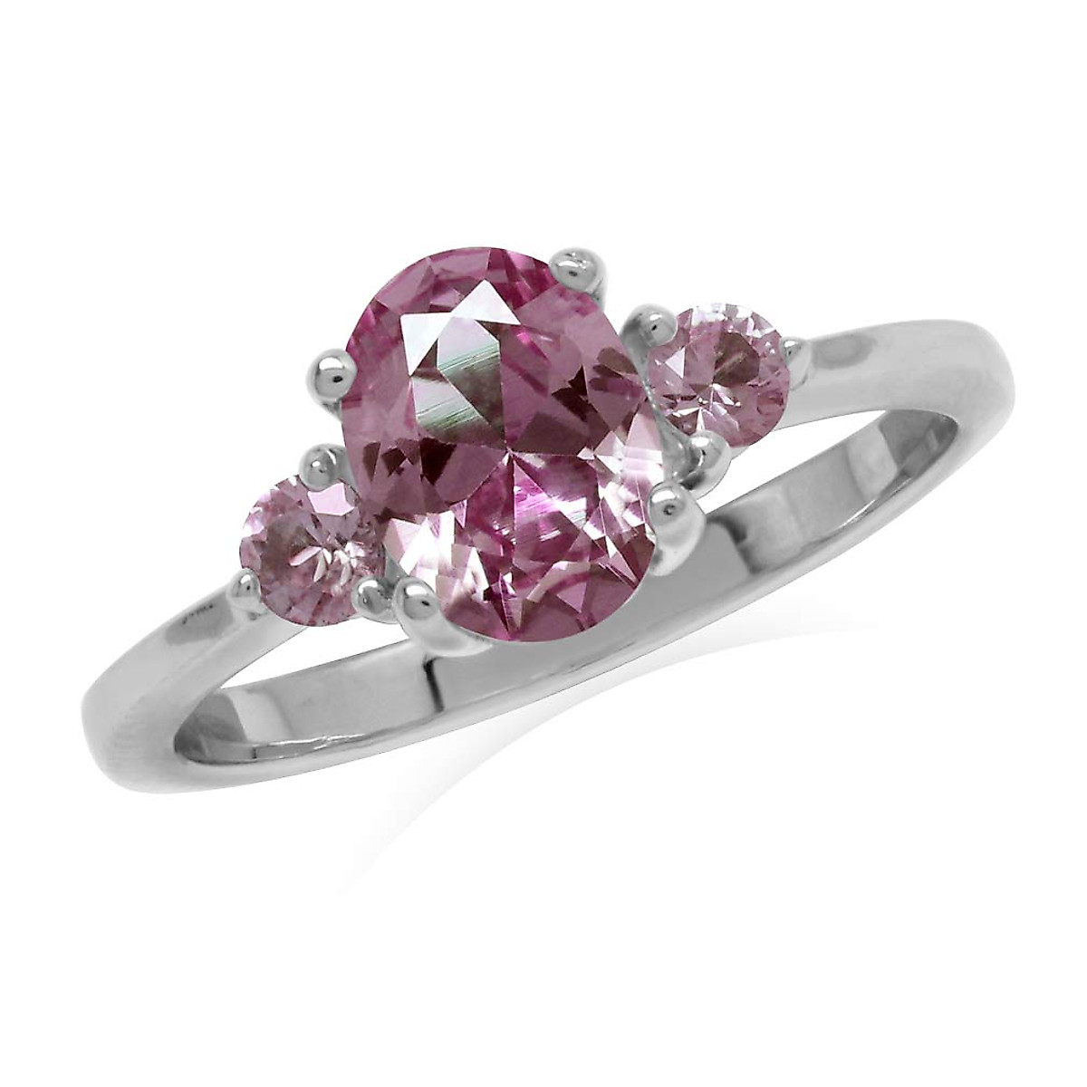 Silvershake 8X6mm Oval Shape Simulated Color Change Alexandrite White Gold Plated 925 Sterling Silver Engagement Ring Size 5.5